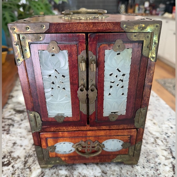 Storage & Organization | Vintage Chinese Wooden Jewelry Box With Carved ...